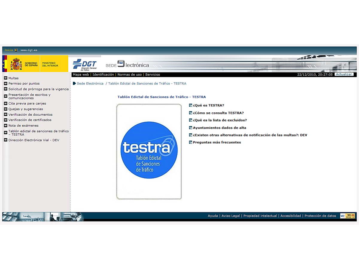 Tráfico hace un uso indebido de TESTRA